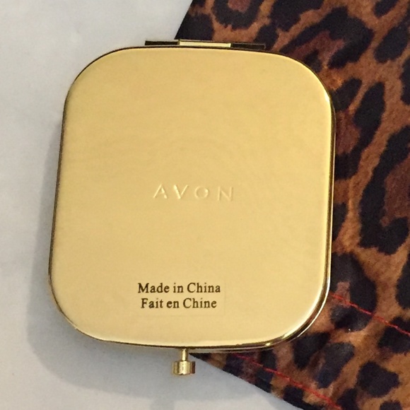 Avon | Accessories | Avon Leopard Print Compact With Carrying Pouch ...